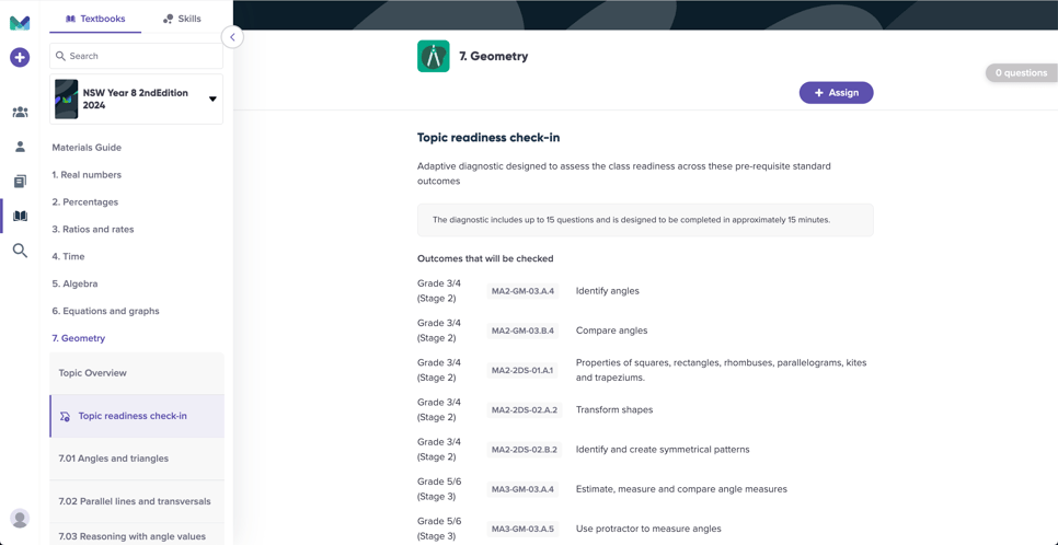 How to create a Topic readiness check in Mathspace